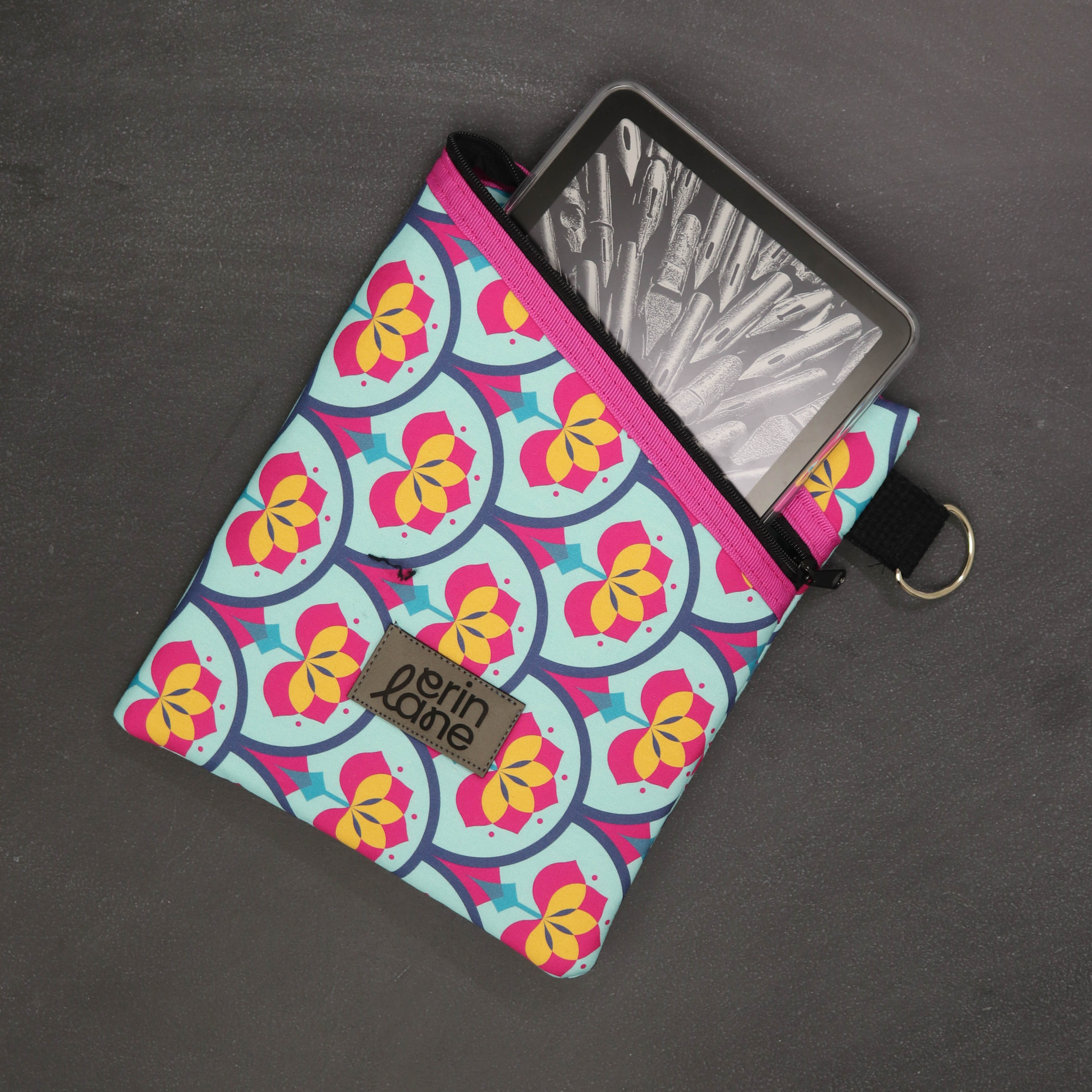 Padded E-Reader Sleeve with Key Clip – Fits Kindle and Small Tablets ...