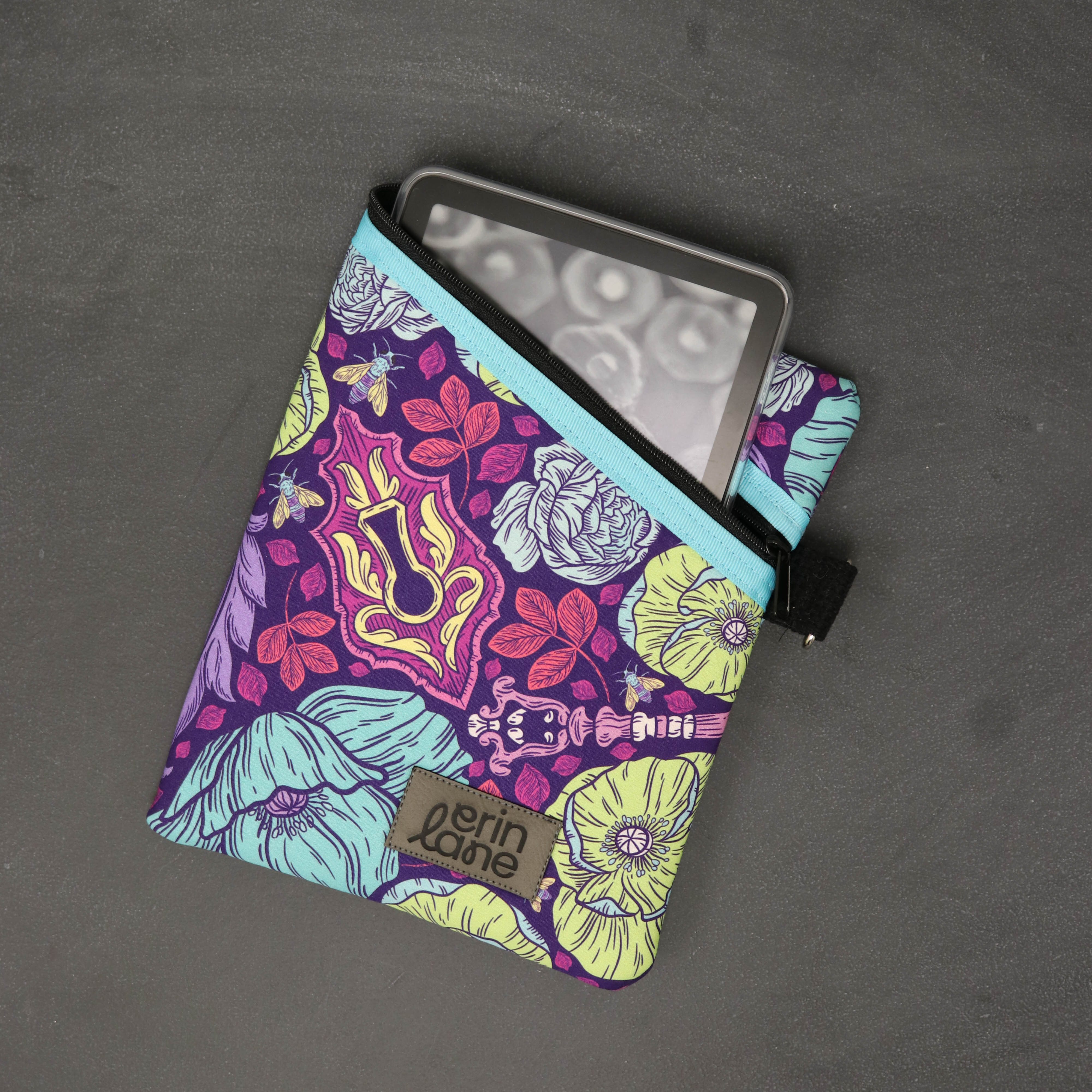 Padded E-Reader Sleeve with Key Clip – Fits Kindle and Small Tablets ...